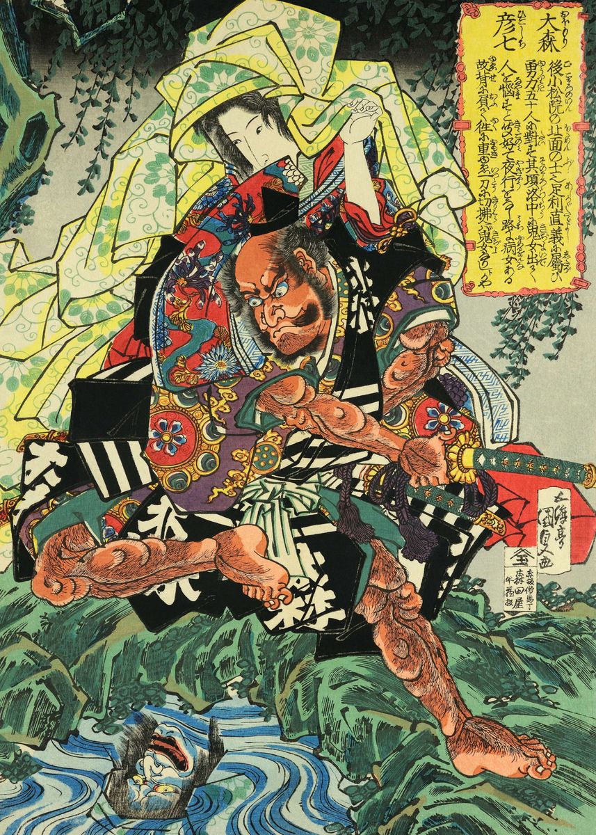 'Demon On Samurais Back' Poster by Makanaki | Displate