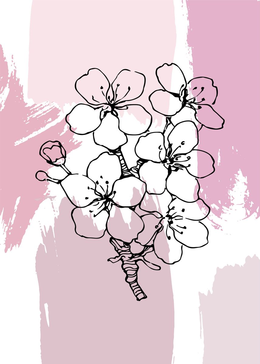'Modern Sakura flower' Poster, picture, metal print, paint by Samira ...