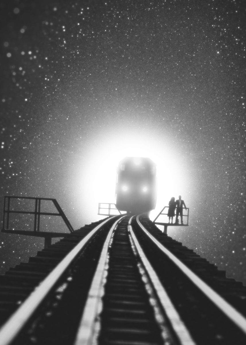 'GALACTIC TRAIN BW' Poster by LFHCS | Displate