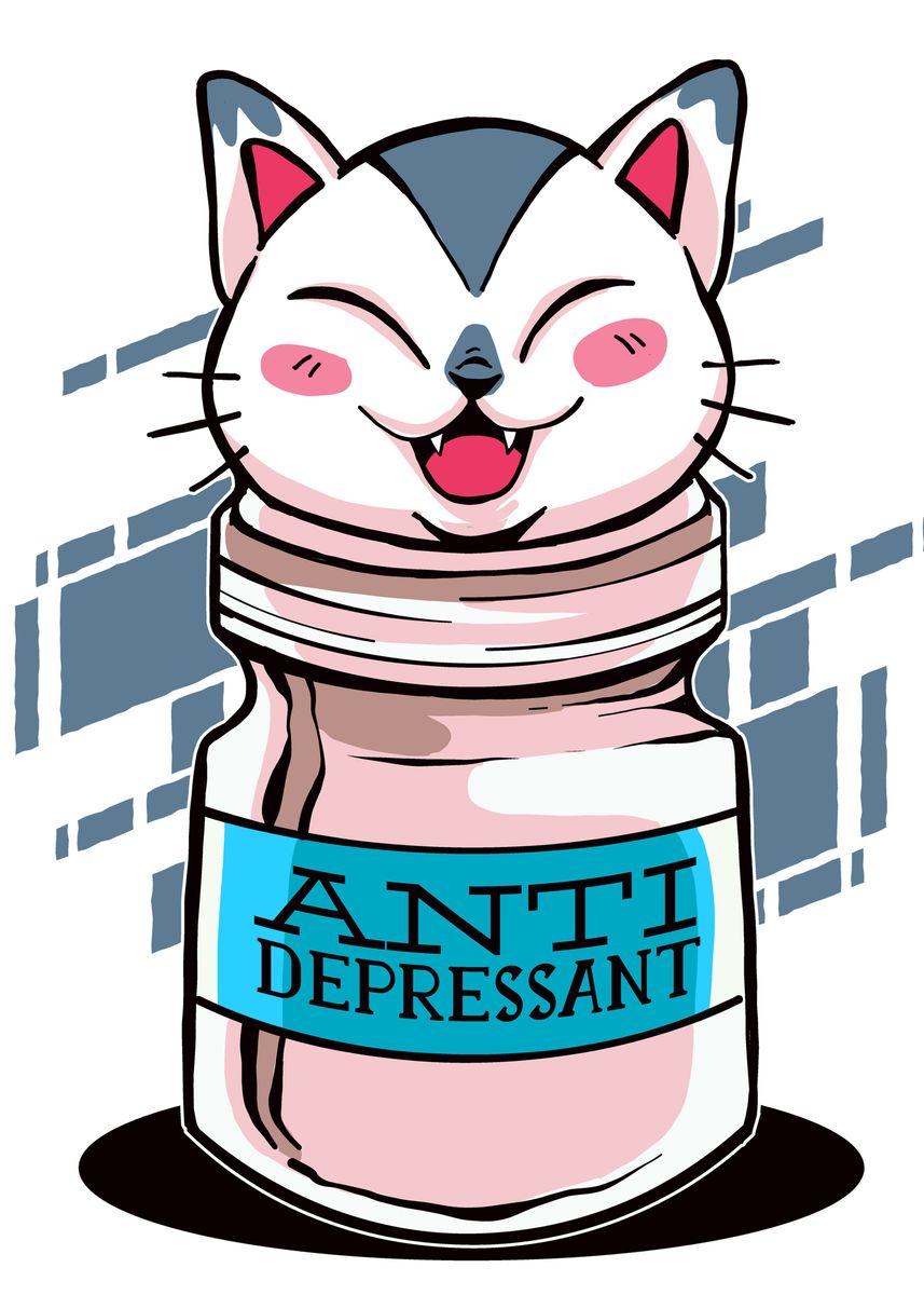 'Funny Cat in bottle' Poster, picture, metal print, paint by Max Ronn ...