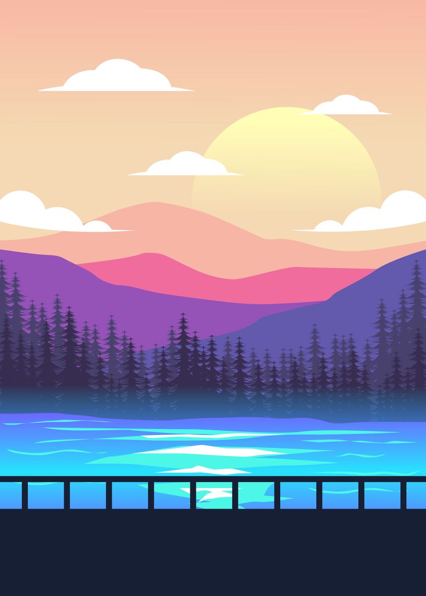 'Flat Landscape 3' Poster by Namrahc Kunatip | Displate