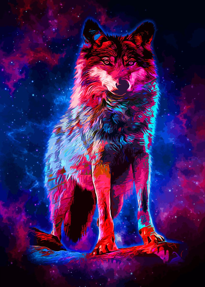 'space wolf' Poster, picture, metal print, paint by erma wati | Displate