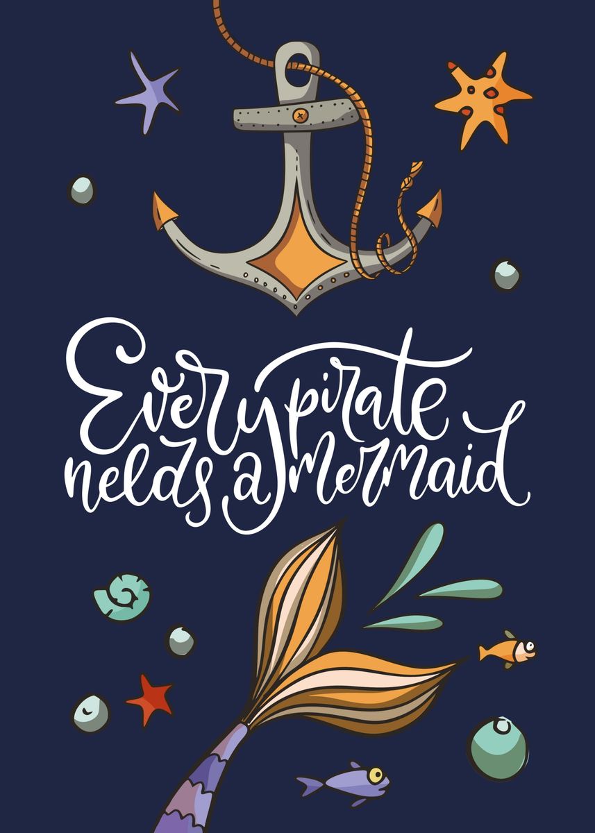 'Mermaid' Poster, picture, metal print, paint by Nae | Displate