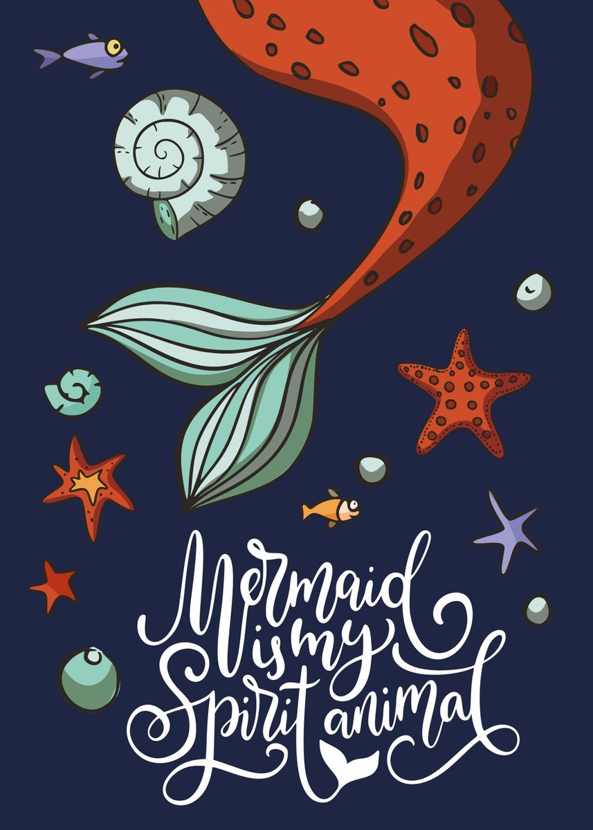 'Mermaid' Poster, picture, metal print, paint by Nae | Displate