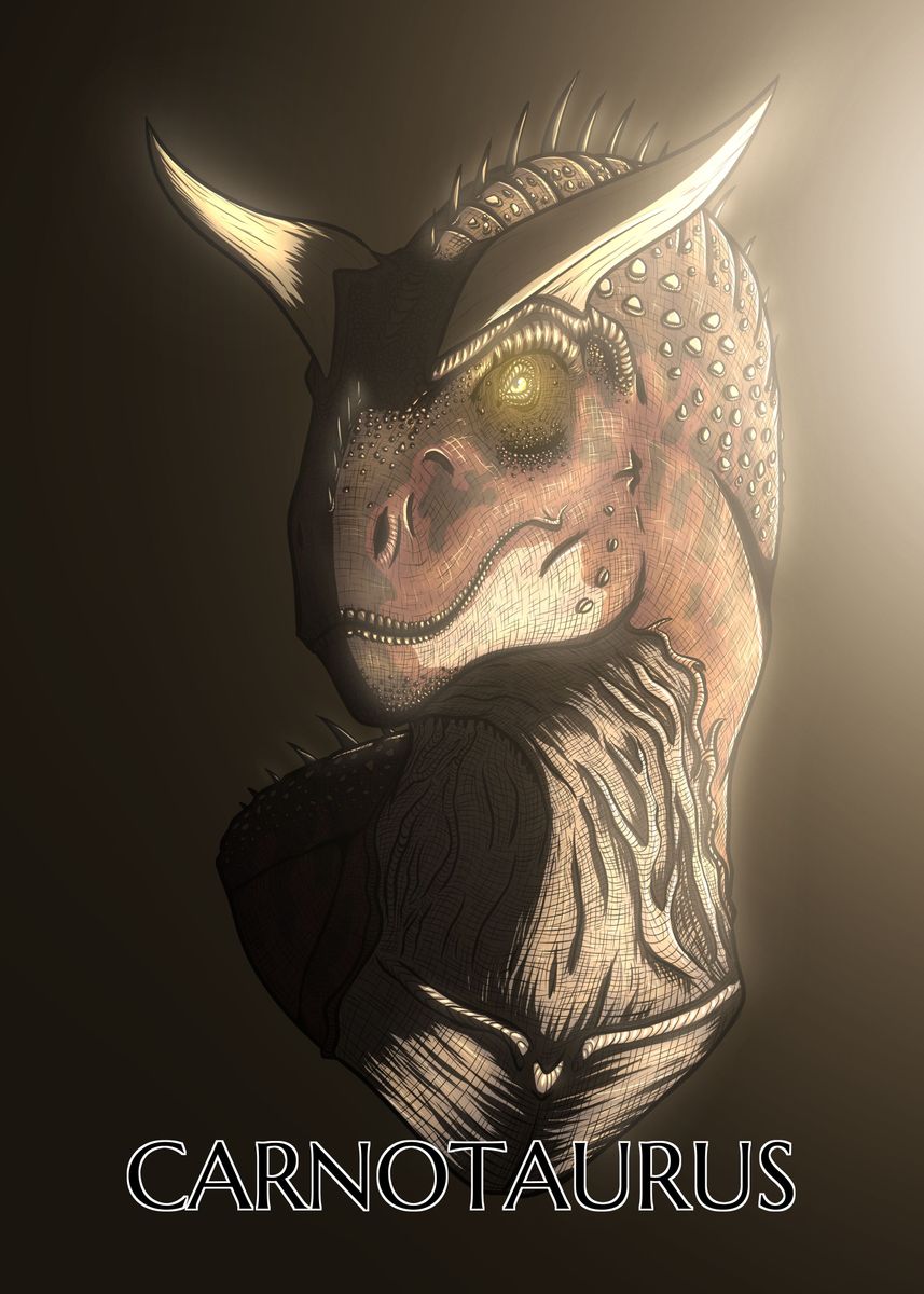 'Carnotaurus sastrei' Poster, picture, metal print, paint by Ryo | Displate
