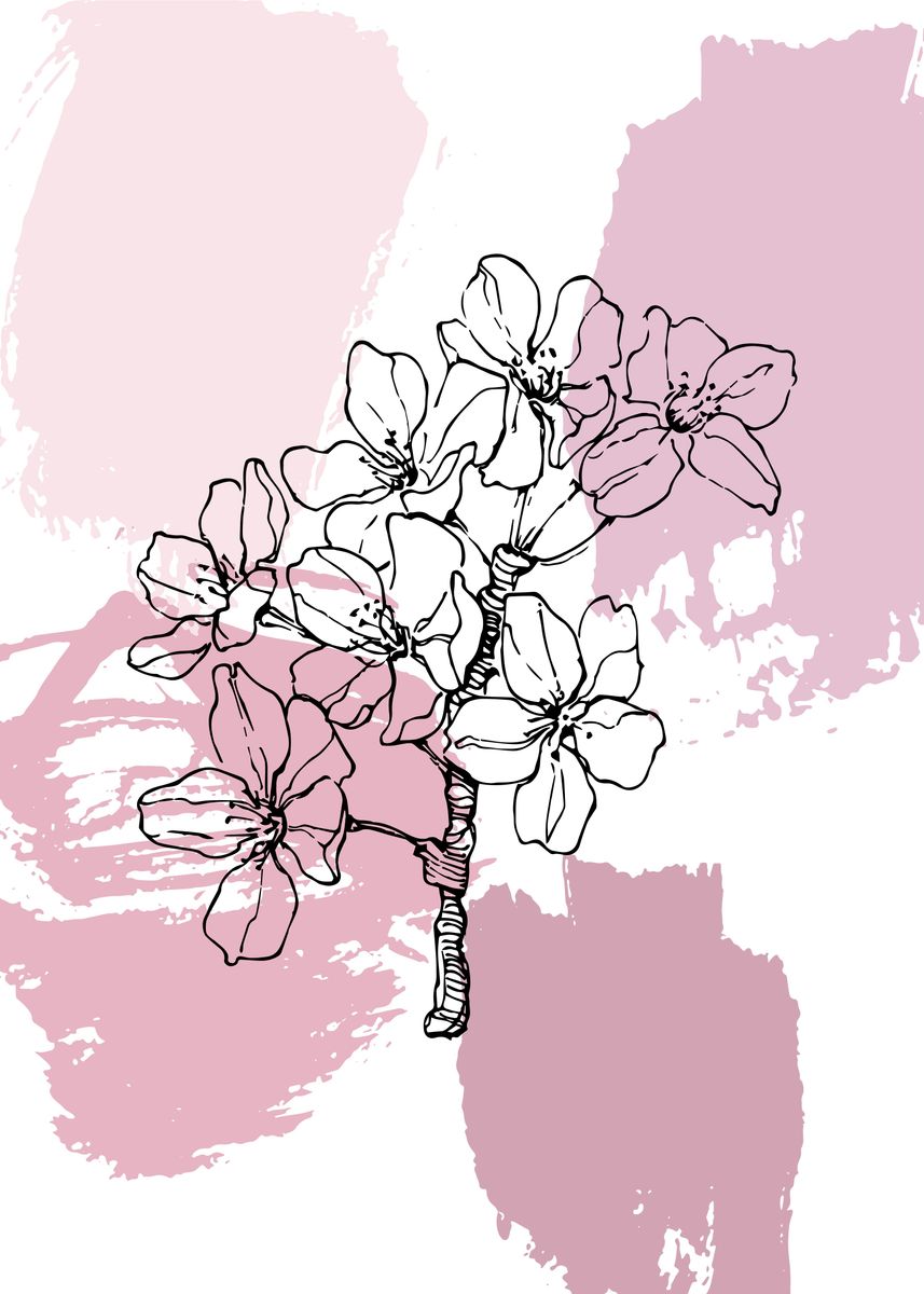 'Modern Sakura flower natur' Poster, picture, metal print, paint by ...