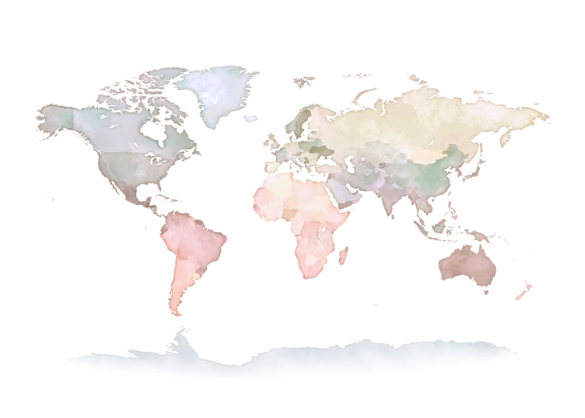 'Pastel World Map no131' Poster by Agnes Szafranska | Displate