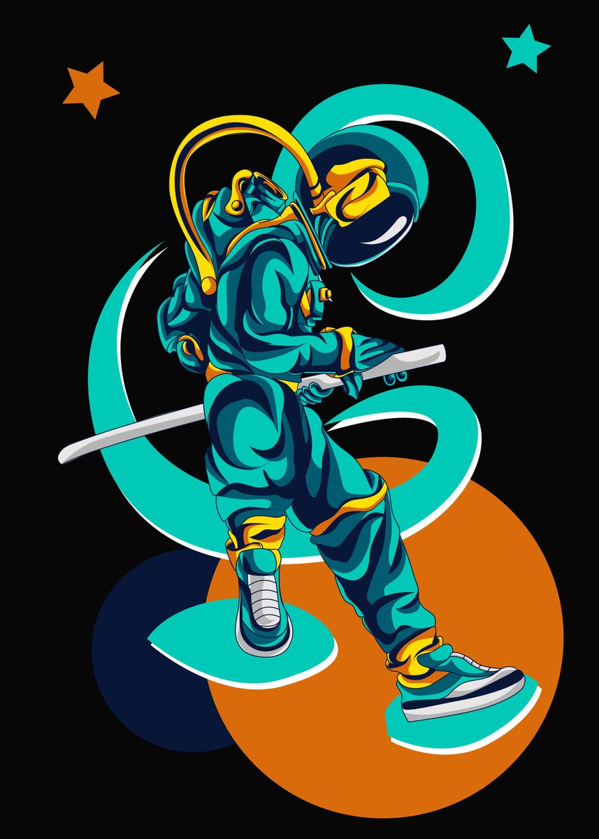 'samurai astronaut' Poster, picture, metal print, paint by UNIKORN ...