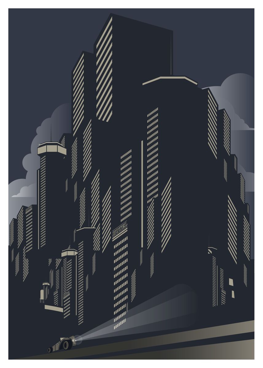 'City By Night' Poster, picture, metal print, paint by ROLIB | Displate