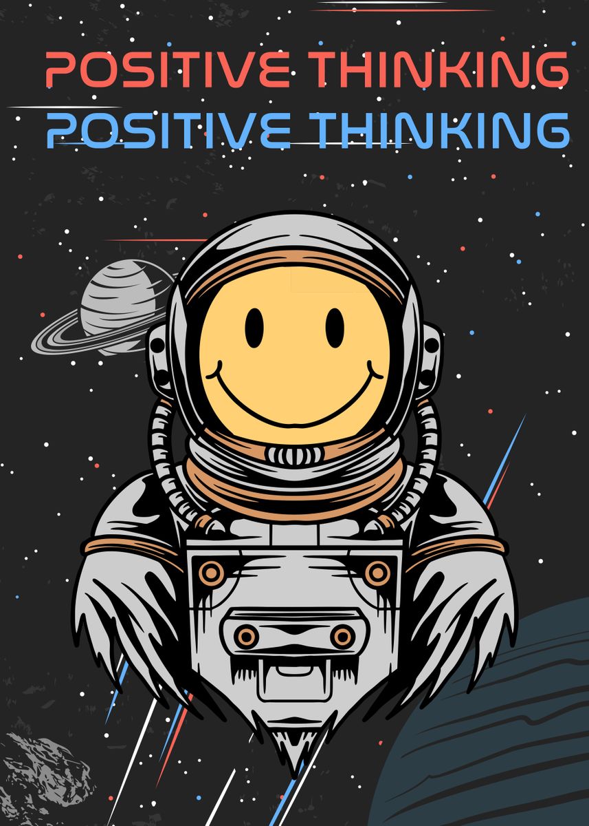 'Smiling Astronaut in space' Poster, picture, metal print, paint by ...