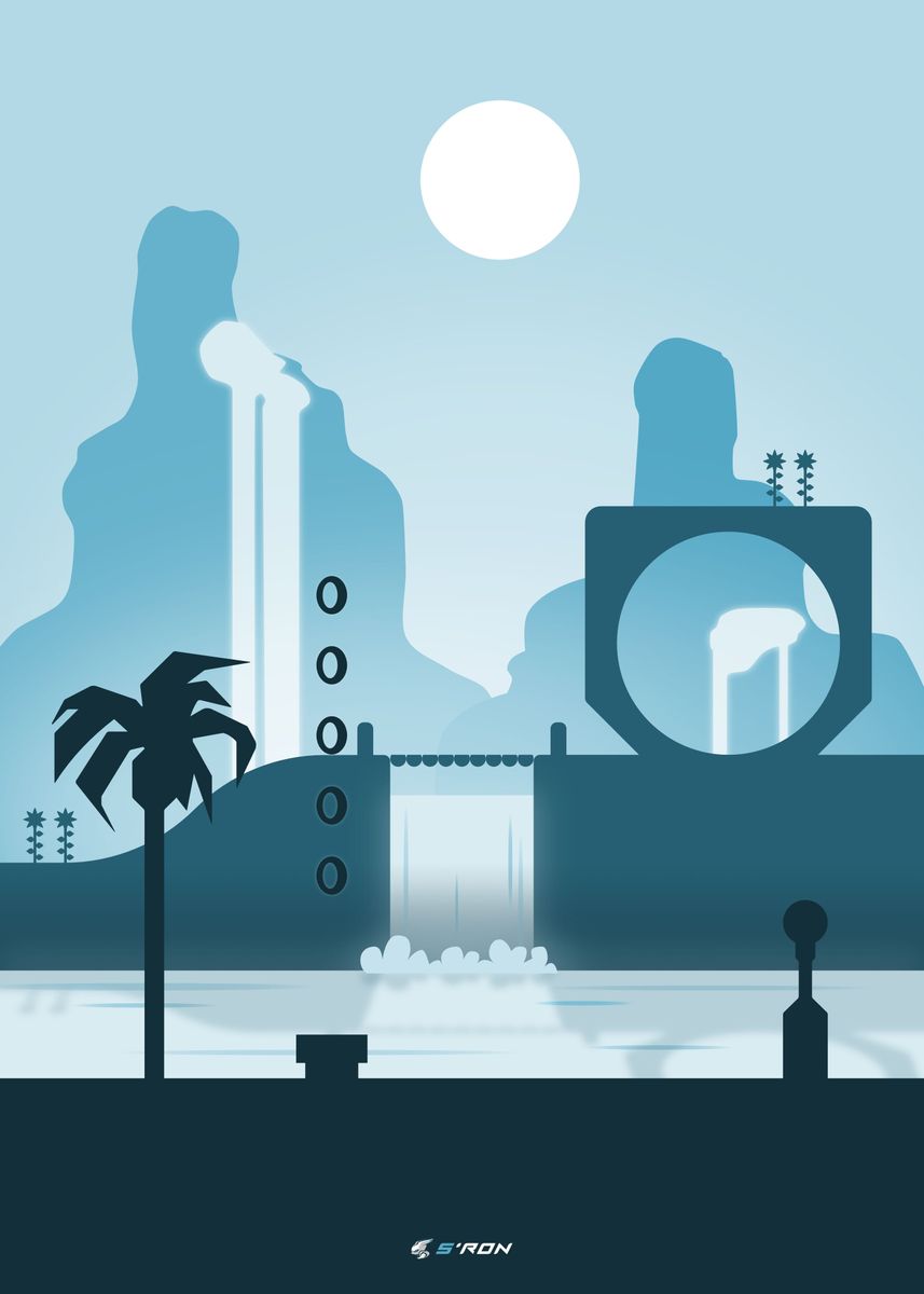 'Green Hill' Poster, picture, metal print, paint by Sron | Displate