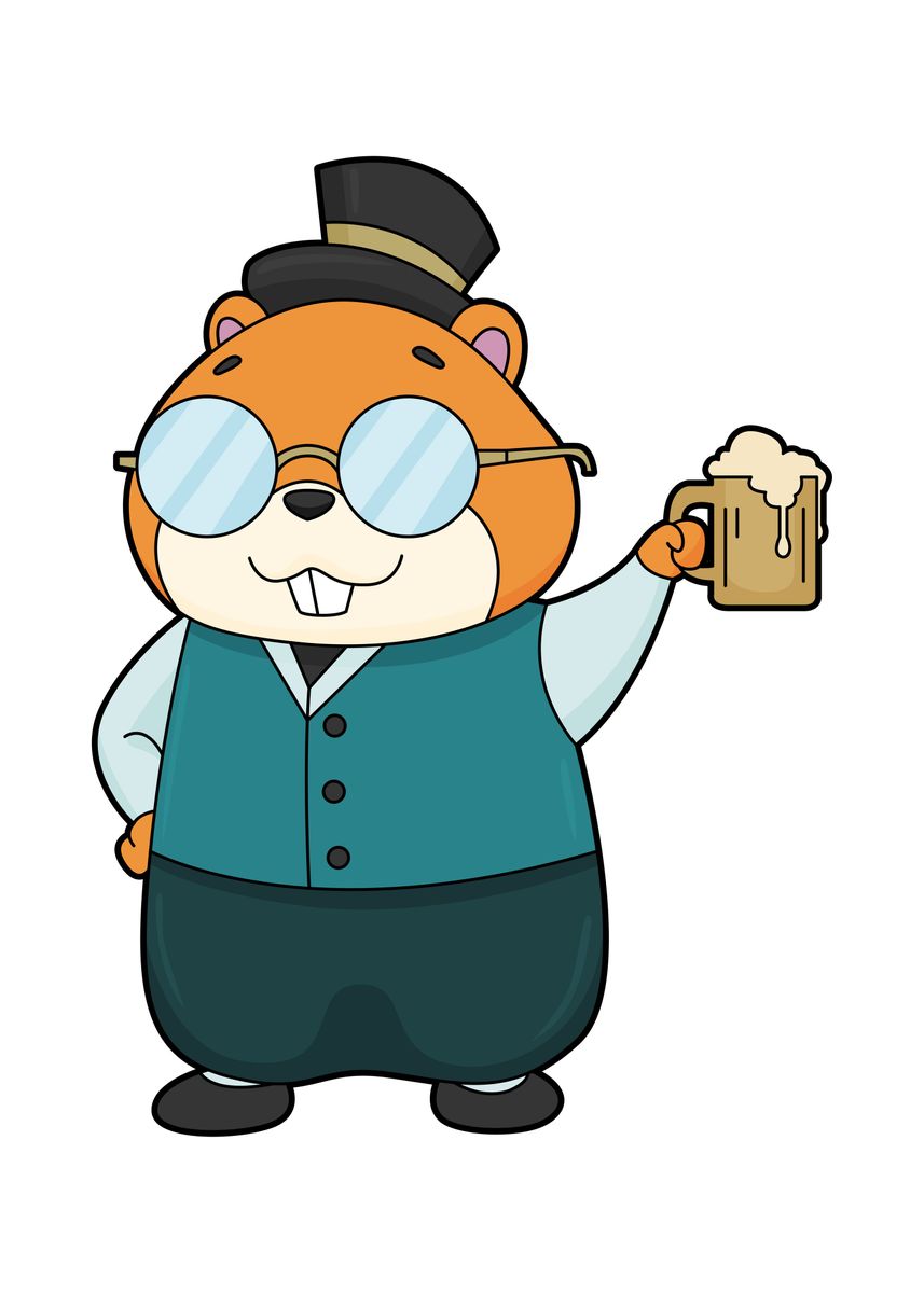 'Hamster Beer' Poster, picture, metal print, paint by Markus Schnabel ...