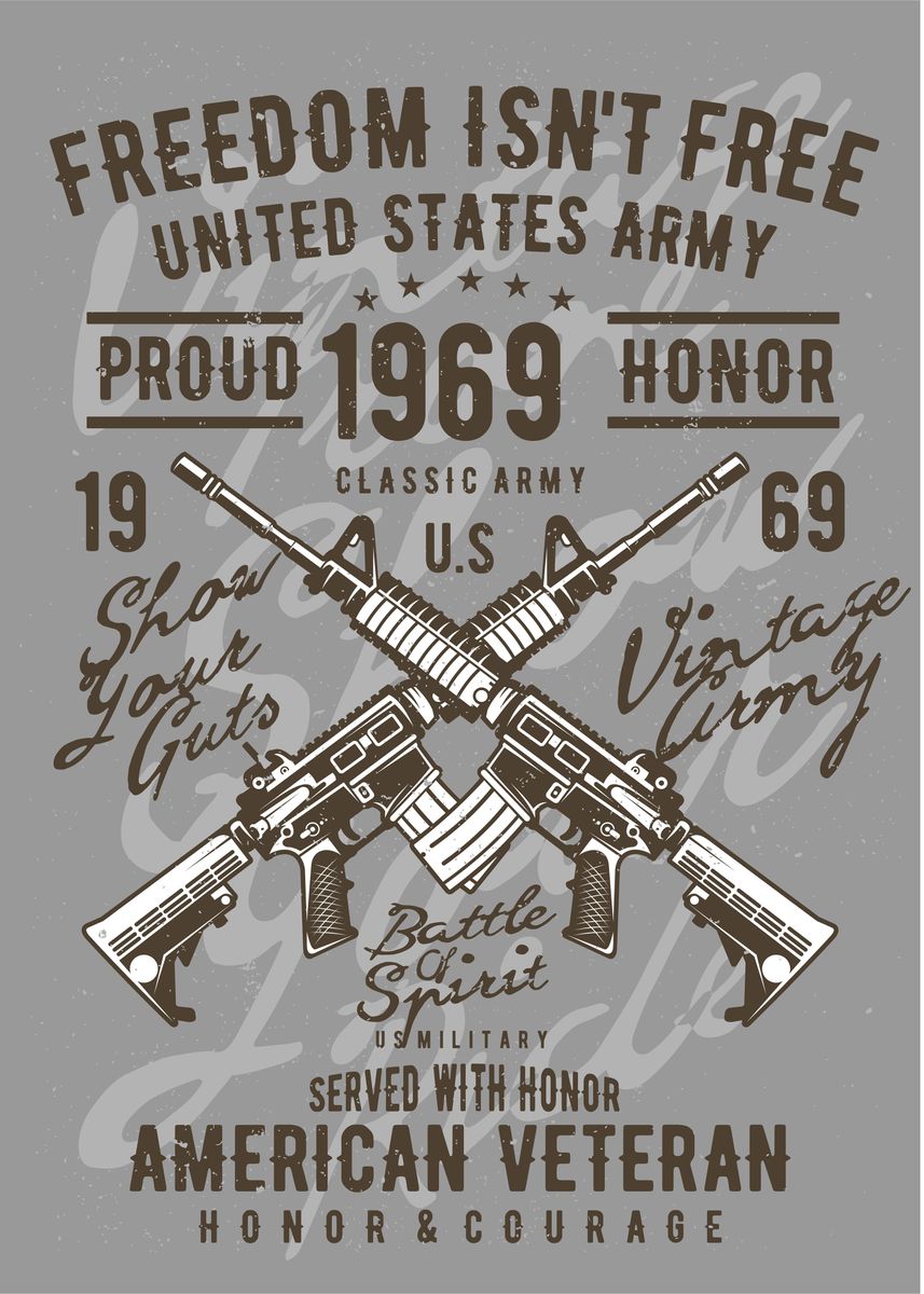 'Army gun vintage' Poster, picture, metal print, paint by RickyEKelly ...