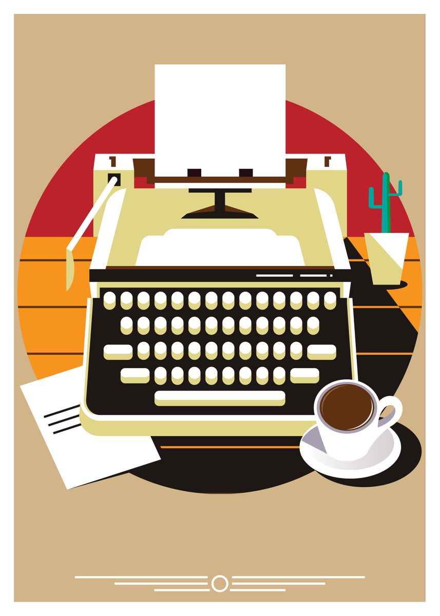 'Typewriter And Coffee' Poster by ROLIB | Displate