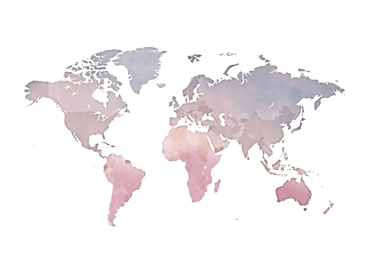 'Pastel World Map no245' Poster by Agnes Szafranska | Displate