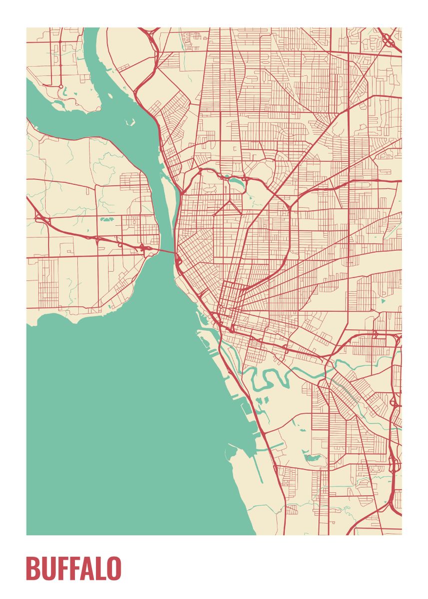 'Buffalo' Poster, picture, metal print, paint by Mr Penguin | Displate