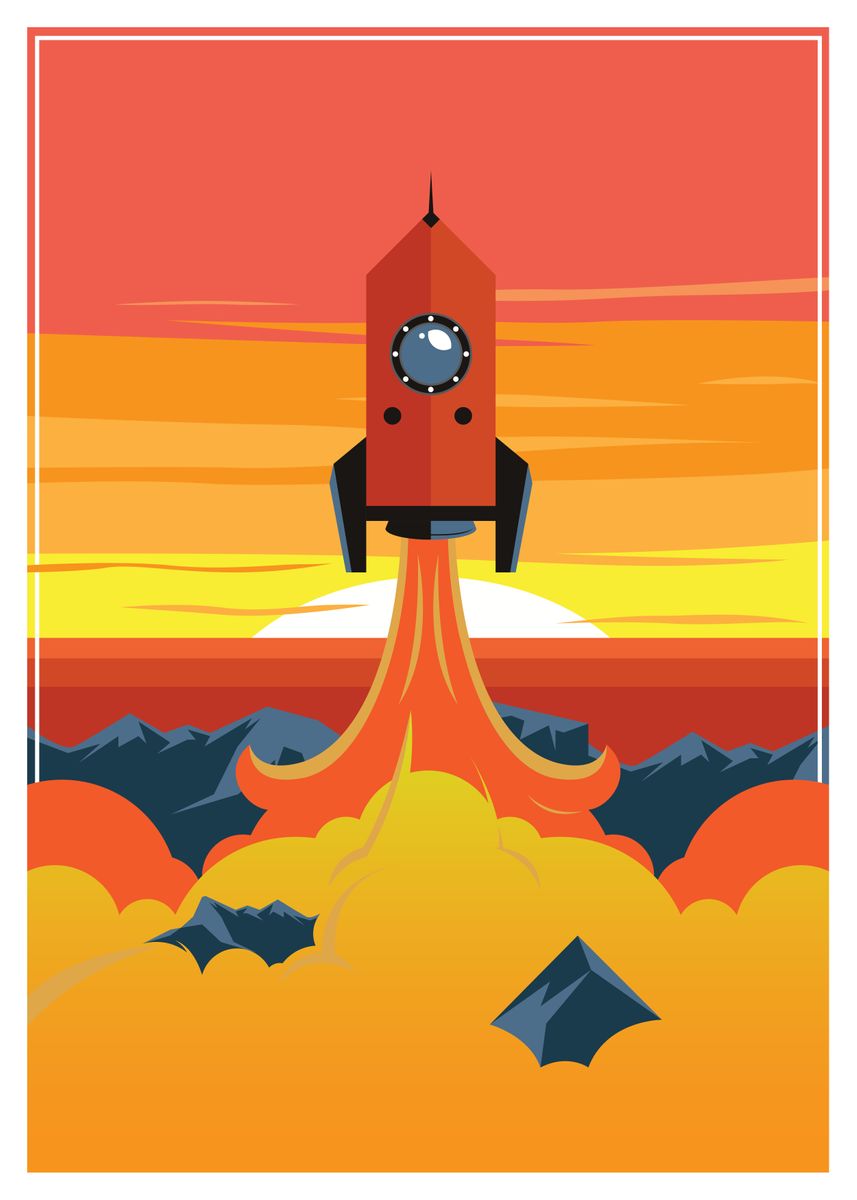 'Rocket Launch' Poster, picture, metal print, paint by ROLIB | Displate