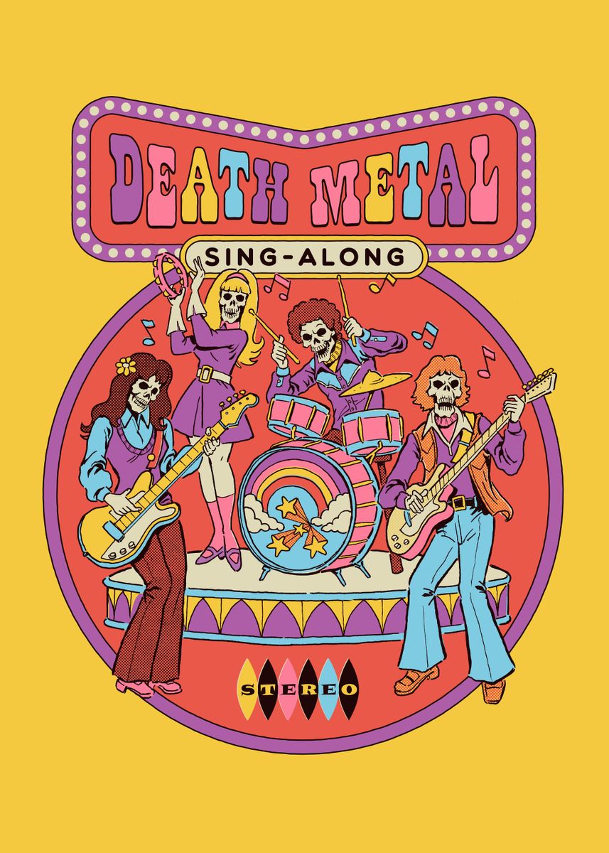 'Death Metal Sing-Along' Poster, picture, metal print, paint by Steven ...