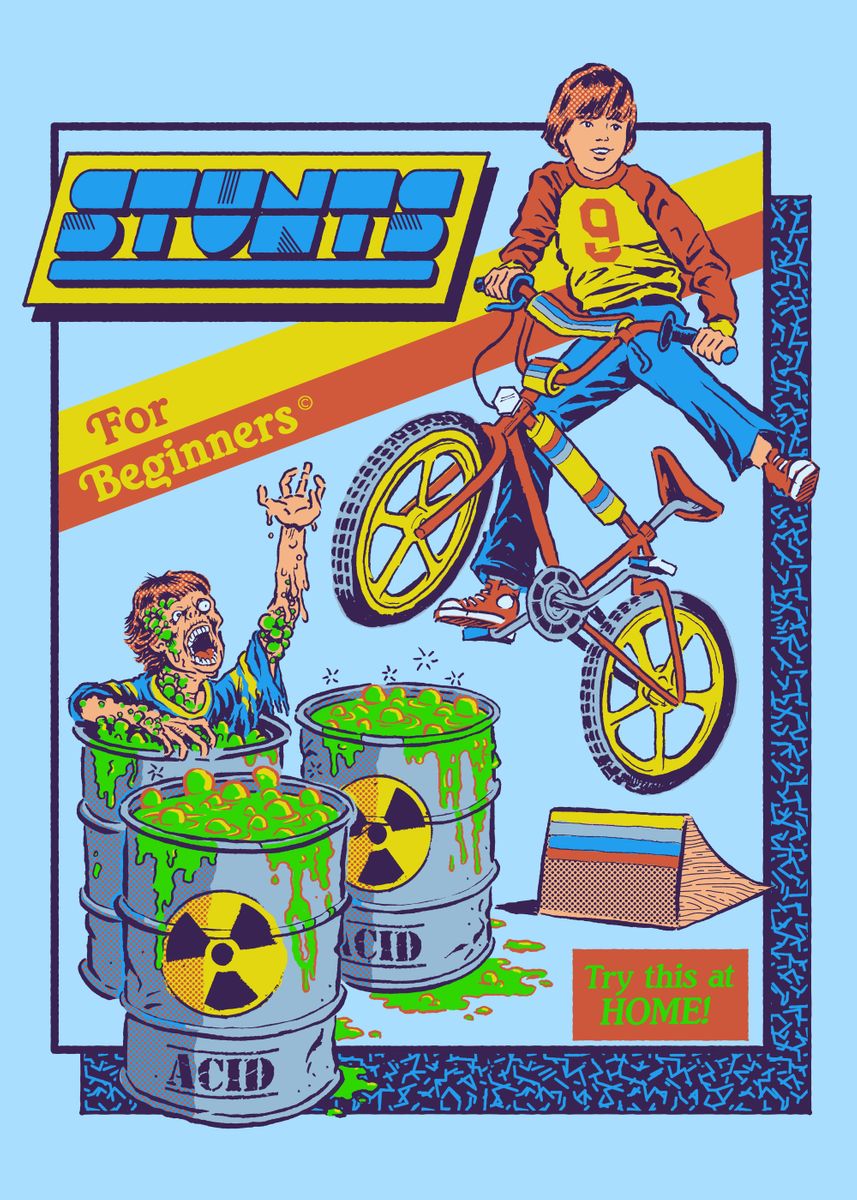 'Stunts for Beginners' Poster, picture, metal print, paint by Steven ...