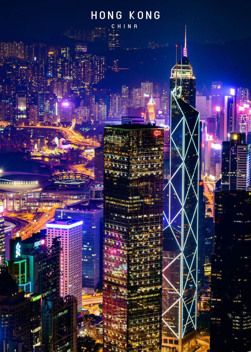 'Hong Kong ' Poster, picture, metal print, paint by Travel Addict ...