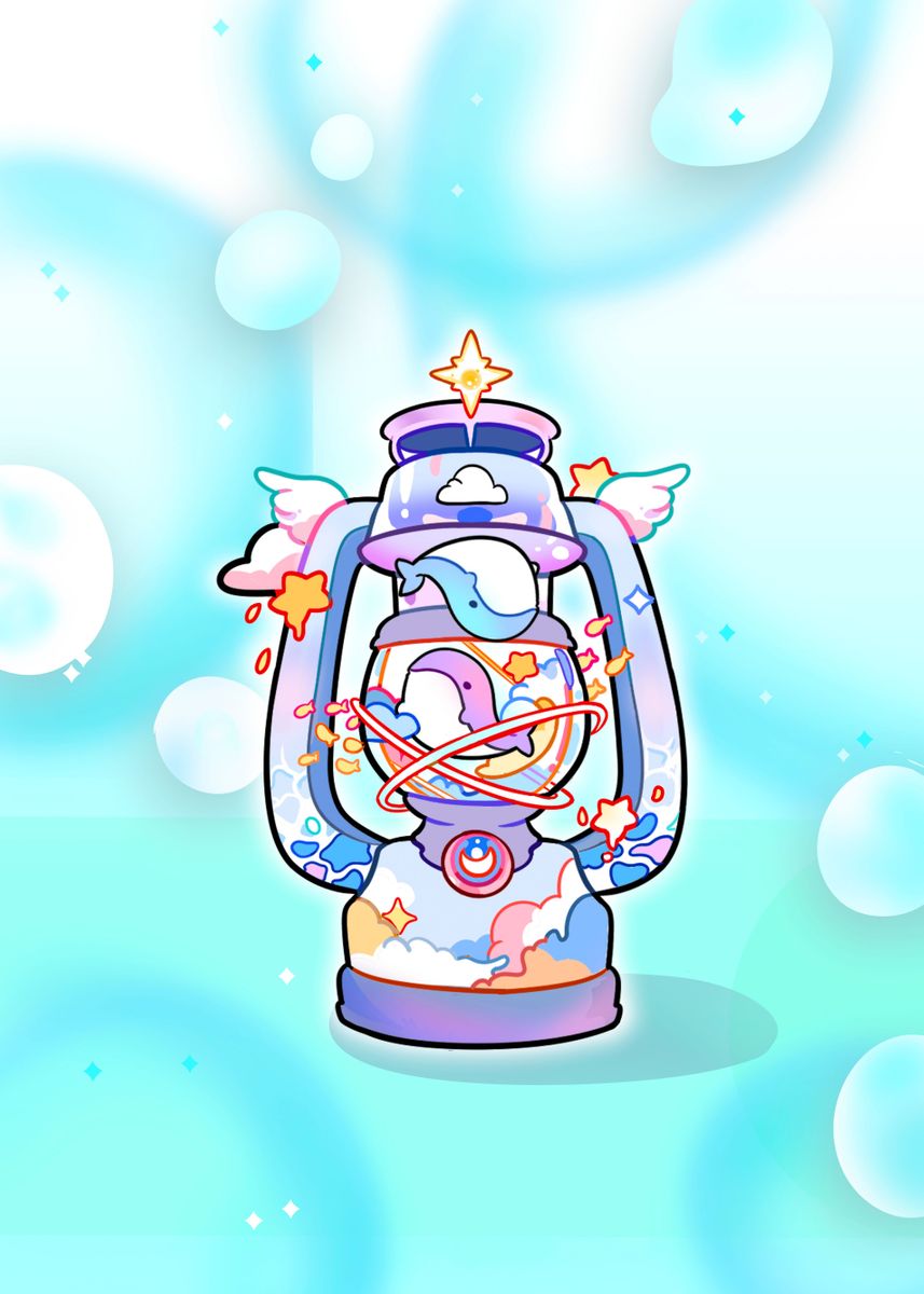 'Whale Celestial Lantern' Poster by Pomiechi | Displate