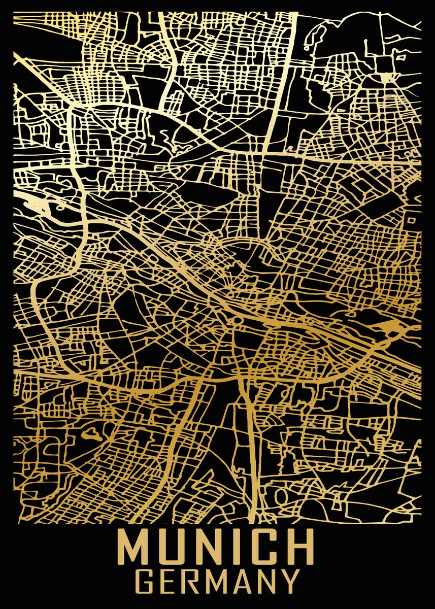 'Munich Germany City Map' Poster, picture, metal print, paint by ...