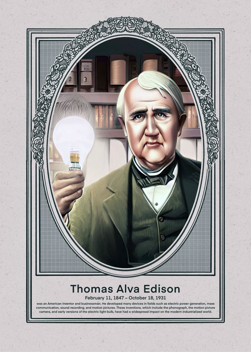 'Thomas Edison' Poster, picture, metal print, paint by Popart PosterS ...
