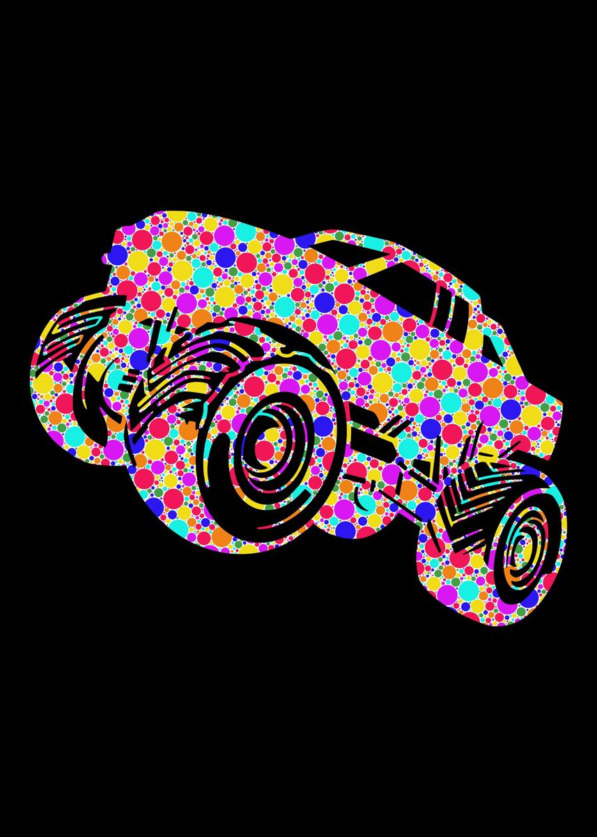 'Dot Day Monster Truck' Poster, picture, metal print, paint by royalsigns | Displate