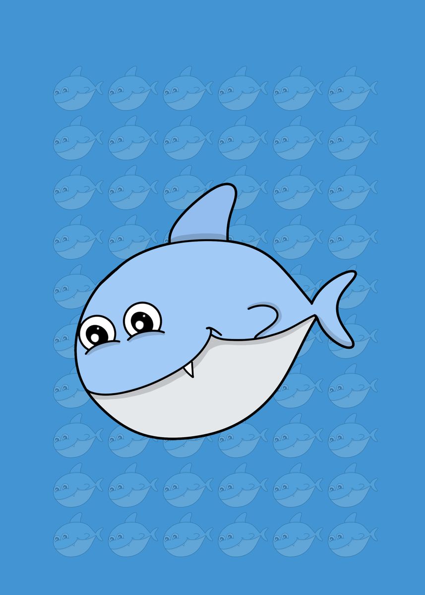 'A Cute Shark' Poster, picture, metal print, paint by diego carvalho ...