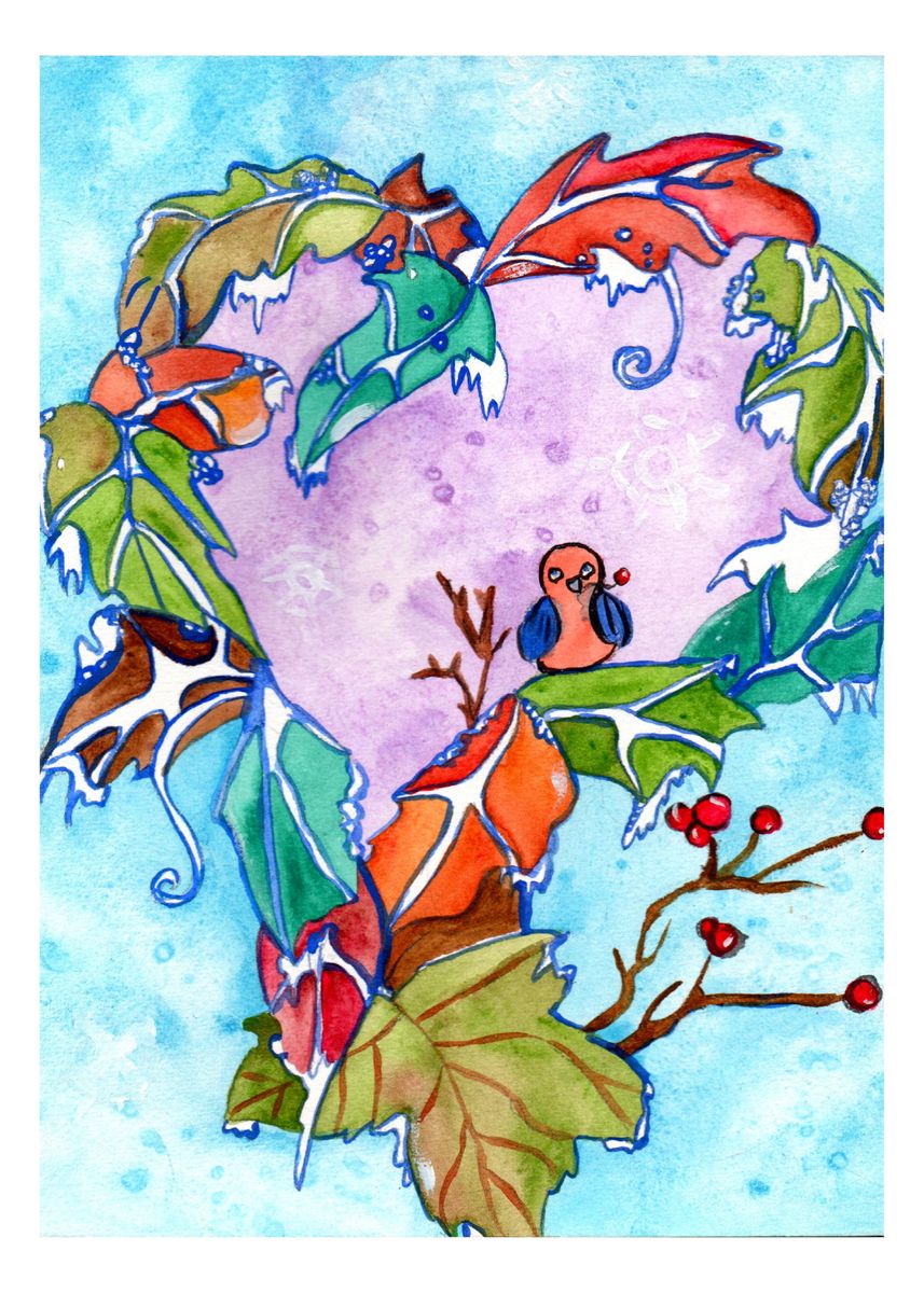 'Winter Heart and a winter' Poster, picture, metal print, paint by ...