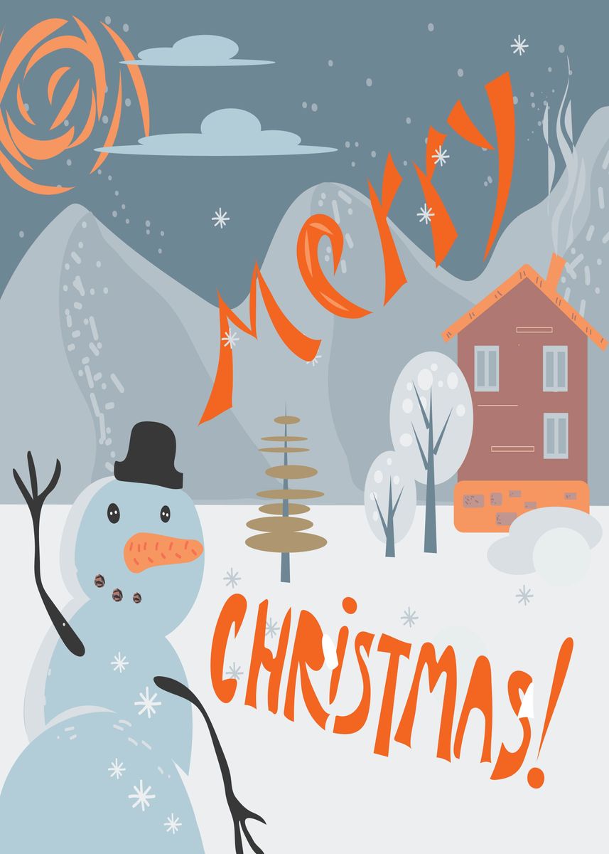 'Snowman' Poster, picture, metal print, paint by UNIKORN | Displate