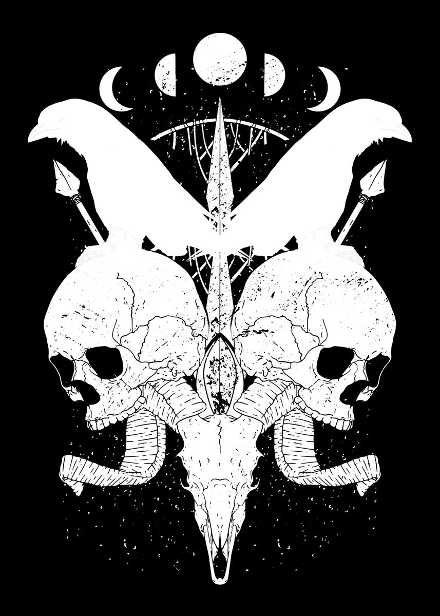 'Occult Grunge Raven Skulls' Poster by BestPrints | Displate