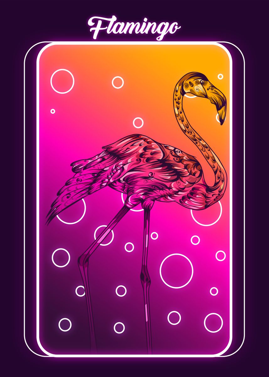 'Flamingo retro' Poster, picture, metal print, paint by San Illustrator ...
