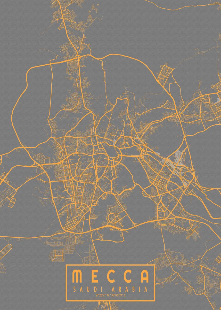 'Mecca City Map Bauhaus' Poster by deMAP Studio | Displate