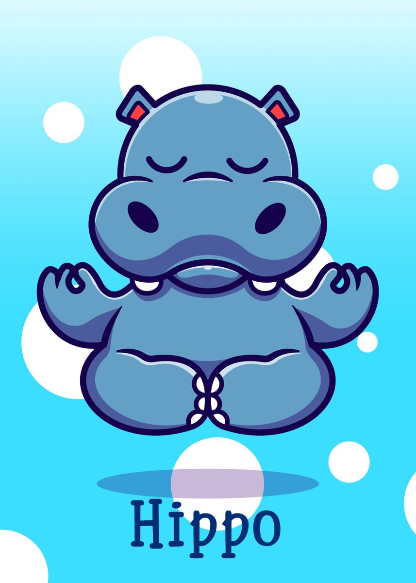 'Hippo' Poster, picture, metal print, paint by tona Billi | Displate