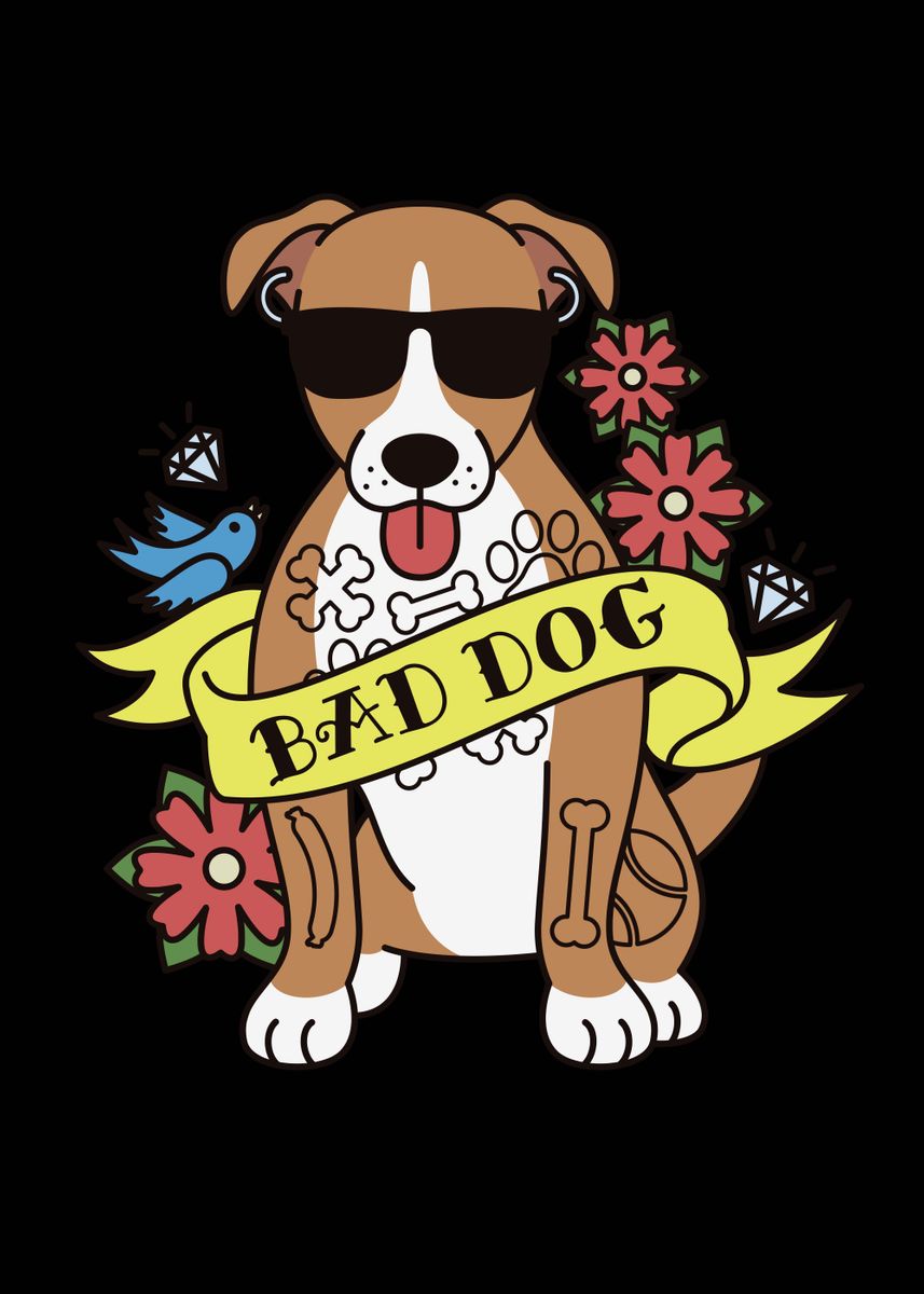 'Greyhound Bad Dog ' Poster, picture, metal print, paint by PetPrints ...