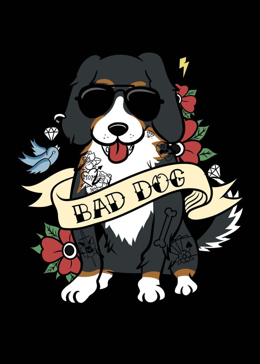 'Bernese Mountain Bad Dog' Poster, picture, metal print, paint by ...