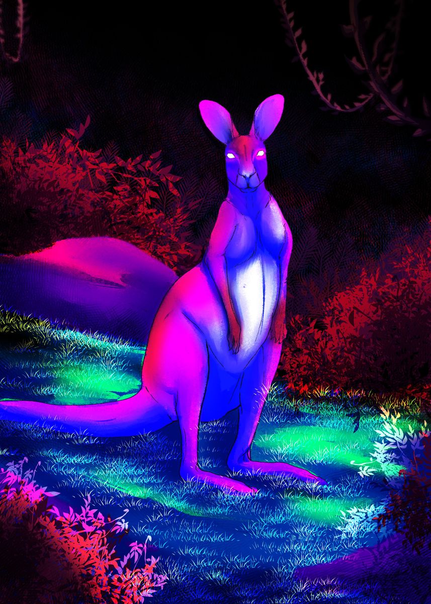 'Retro Red Kangaroo' Poster, picture, metal print, paint by VPST | Displate