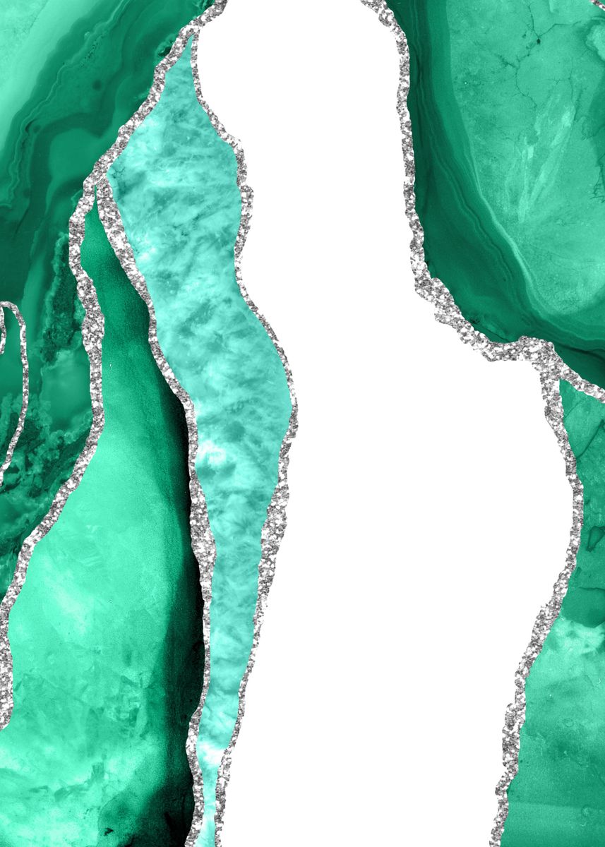 'Seafoam Silver Agate 07' Poster, picture, metal print, paint by Aloke Design | Displate