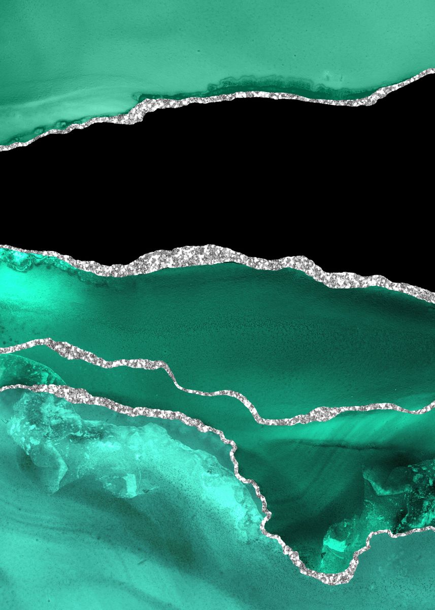 'Seafoam Silver Agate 03' Poster, picture, metal print, paint by Aloke Design | Displate