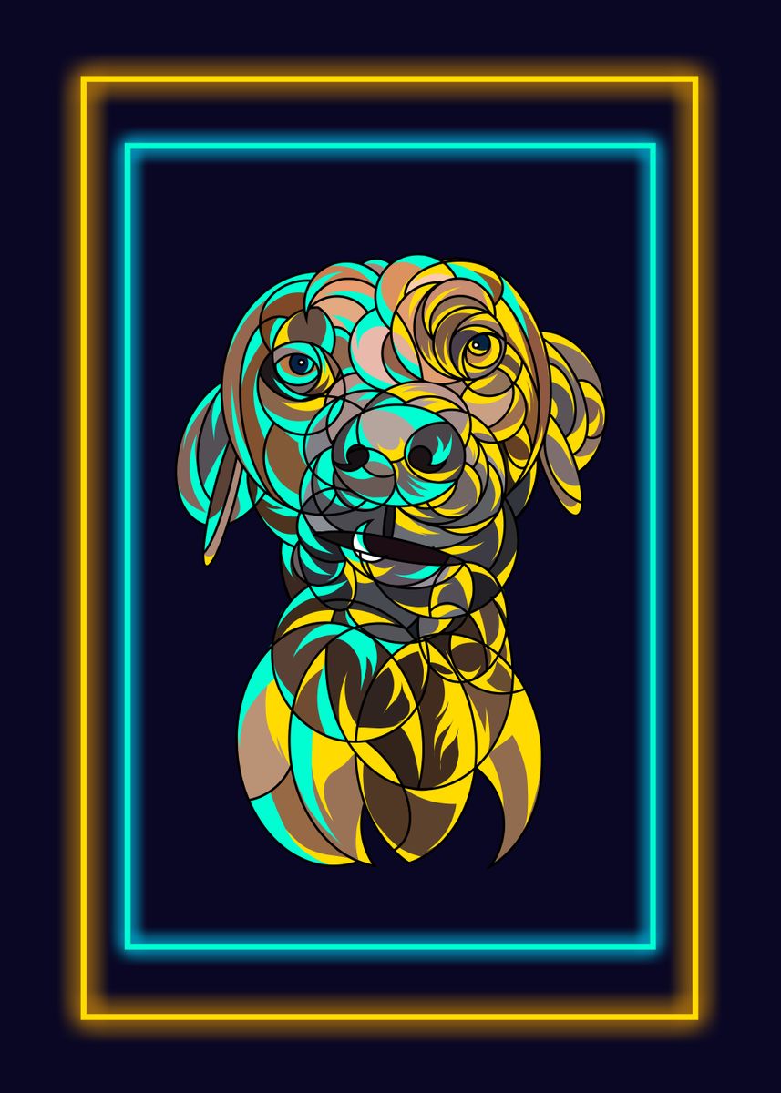 'Dog glow art' Poster, picture, metal print, paint by San Creative ...