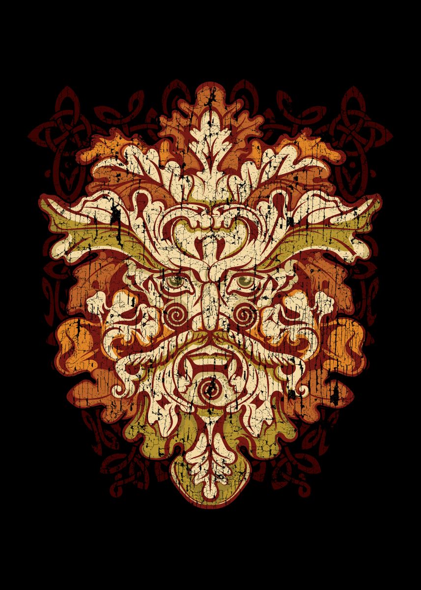 'Irish Green Man Celtic' Poster, picture, metal print, paint by Richard ...