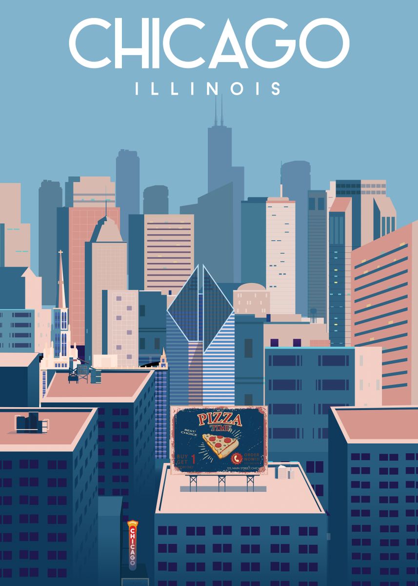 'Chicago 1' Poster, picture, metal print, paint by Caravan Studio ...