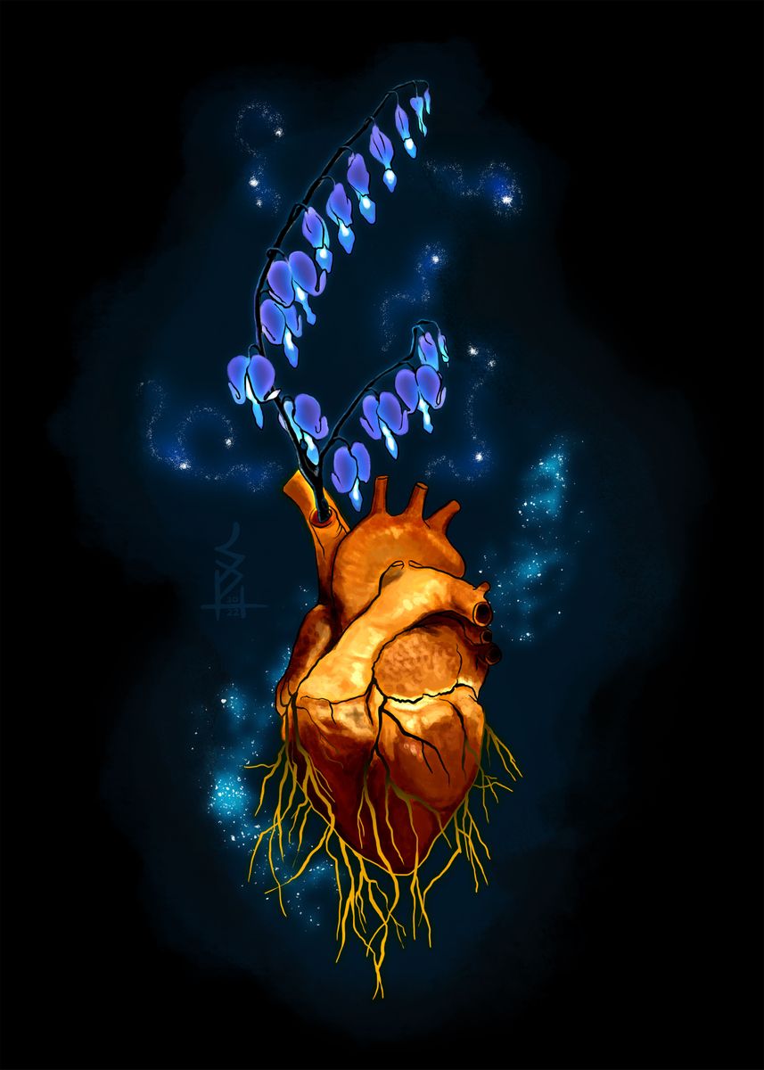 'Blooming Heart' Poster, picture, metal print, paint by Kaisa Holsting | Displate