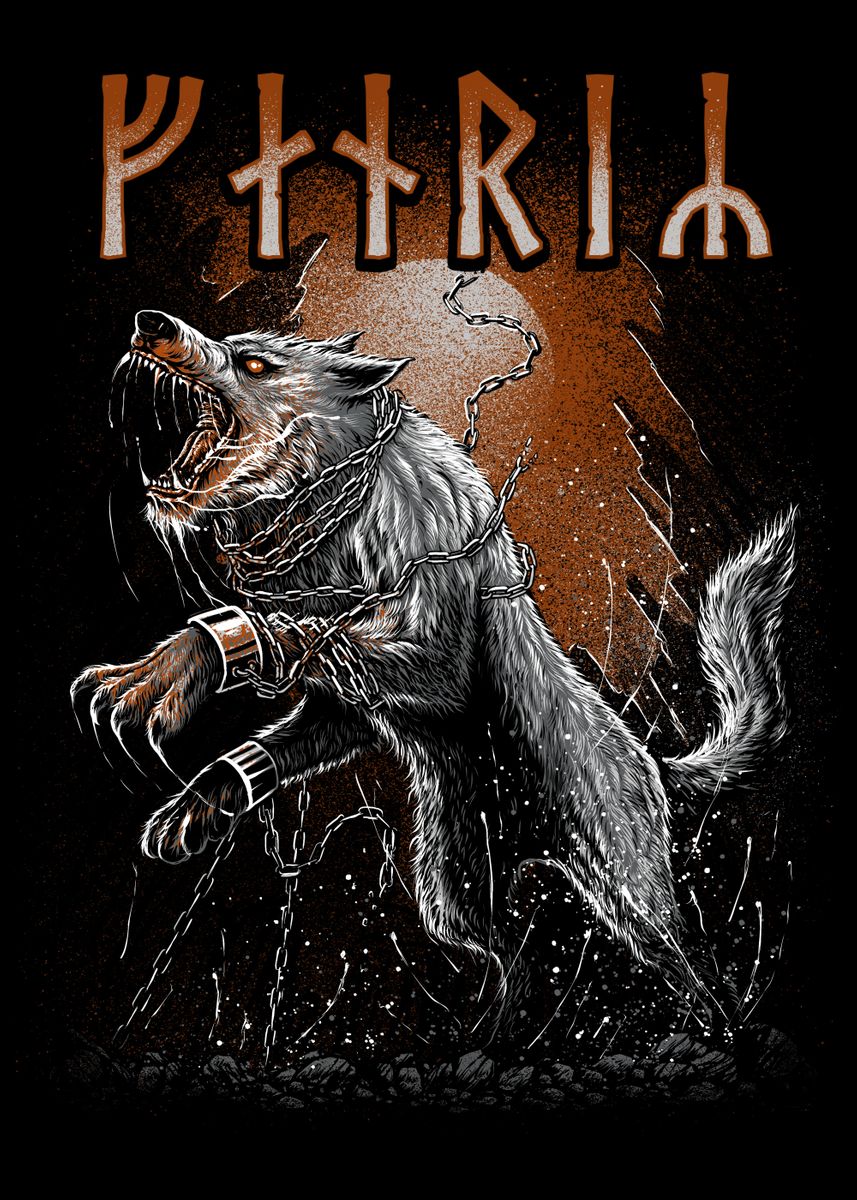 'Nordic Viking Wolf Fenrir' Poster, picture, metal print, paint by ...