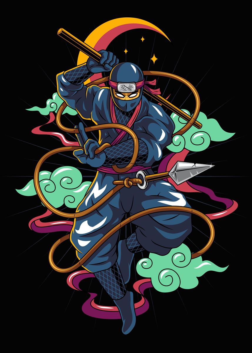 'Ninja' Poster, picture, metal print, paint by Lloyd Studio | Displate