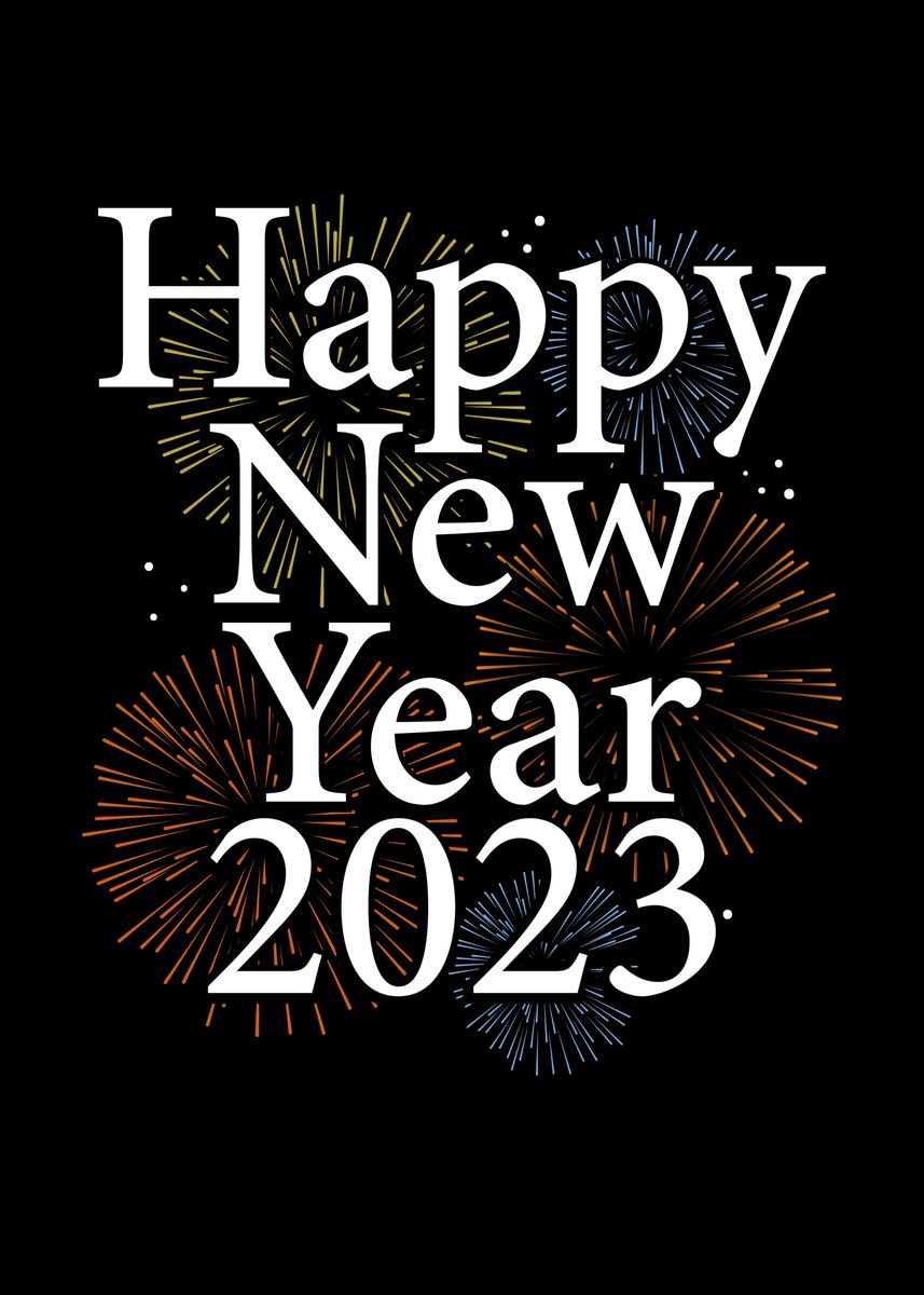 'New year 2023 firework' Poster, picture, metal print, paint by BeMi ...