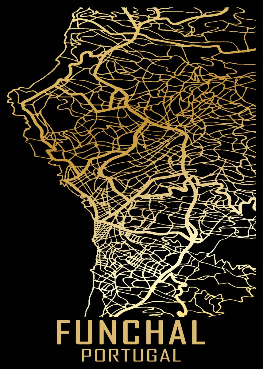 'Funchal Portugal City Map' Poster by SheldonBennett Studio | Displate