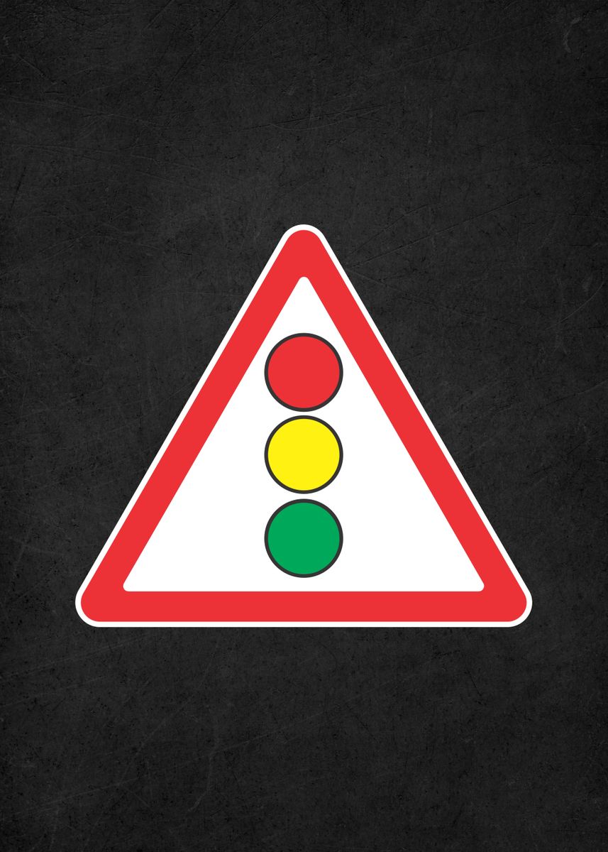 'warning red light sign' Poster, picture, metal print, paint by ...