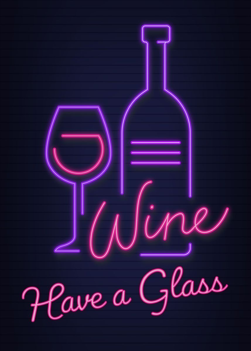 'Neon Wine Sign' Poster by 84PixelDesign | Displate